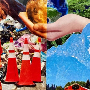 Waste Land Environmental Hand-cut Collage Art Print, Climate Change ...