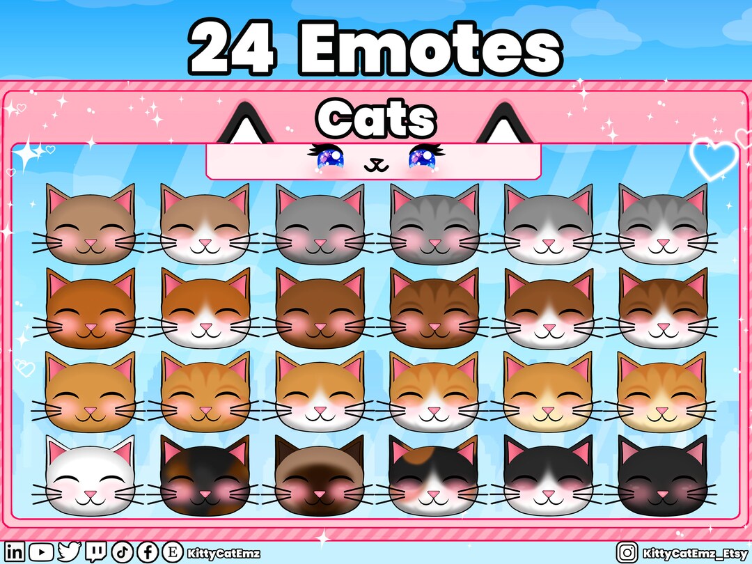 24 Cat Emotes, Points, Badges and Bits for Twitch, Mixer, Discord ...