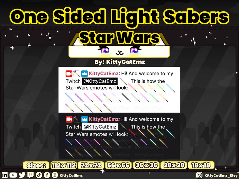 Star Wars One Sided Light Saber Emotes, Points, Badges and Bits - Etsy