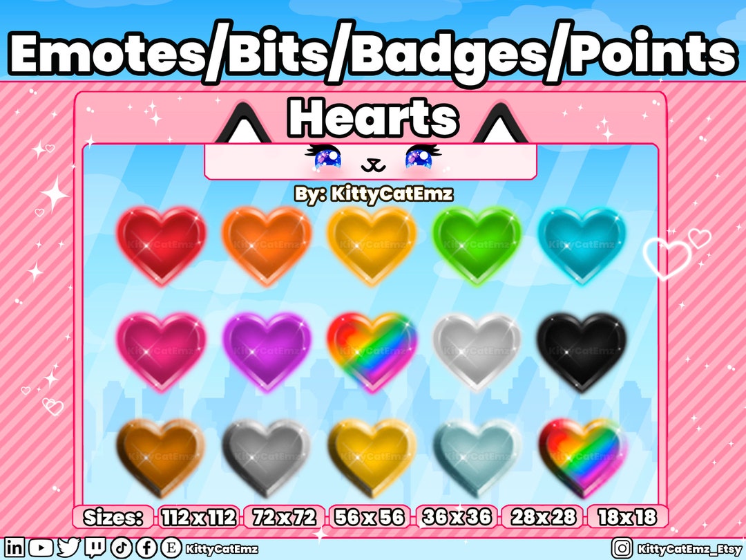 Twitch Heart Emotes: Badges, Bits, Points (digital Download) - Etsy