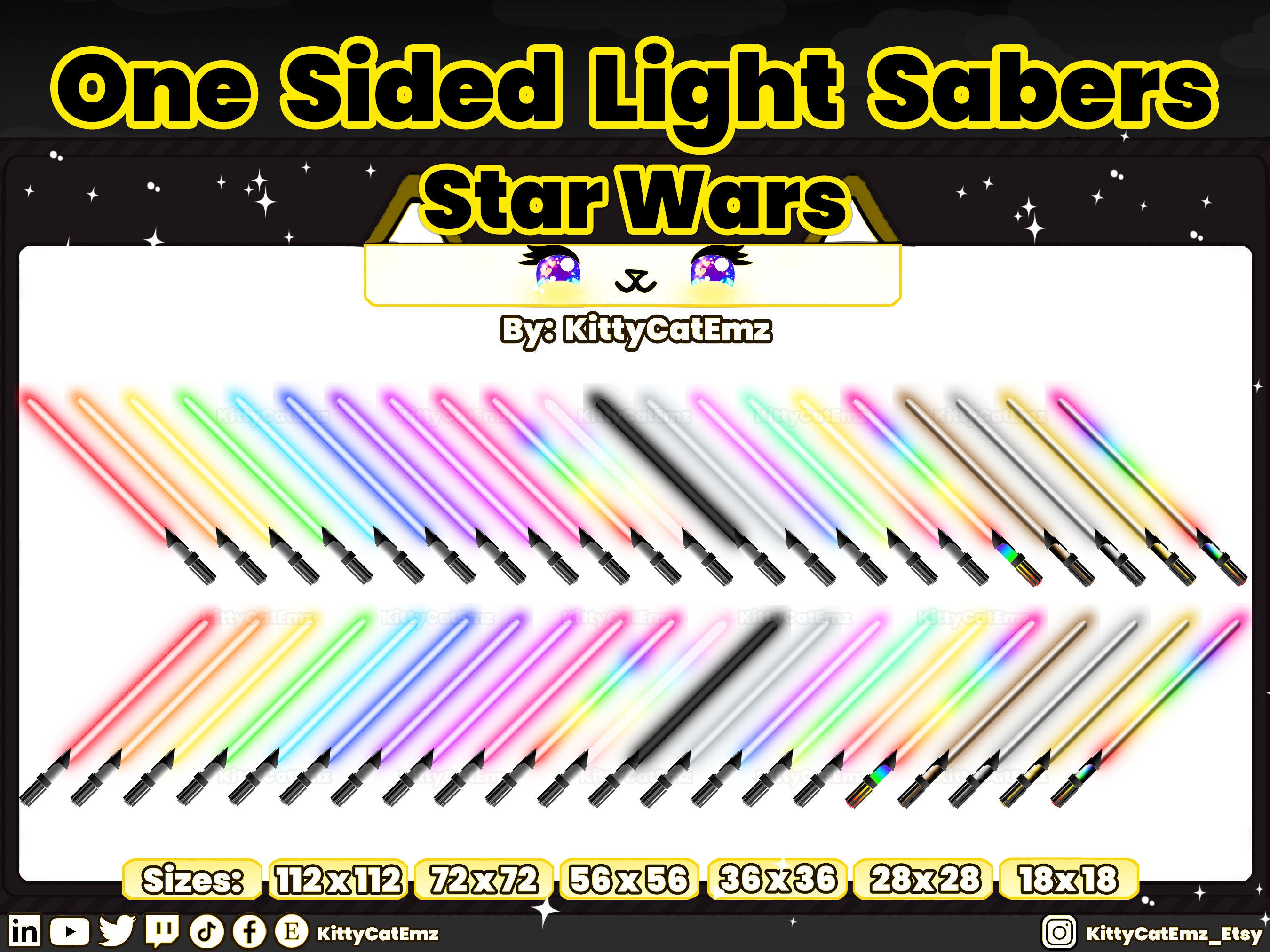 Star Wars One Sided Light Saber Emotes, Points, Badges and Bits - Etsy