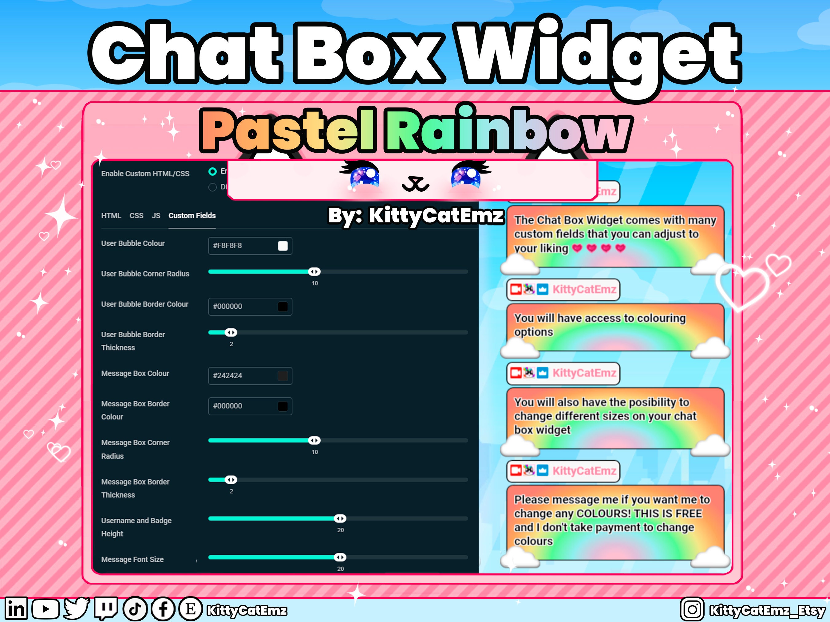 Twitch Pastel Rainbow Chat Box Widget - Etsy