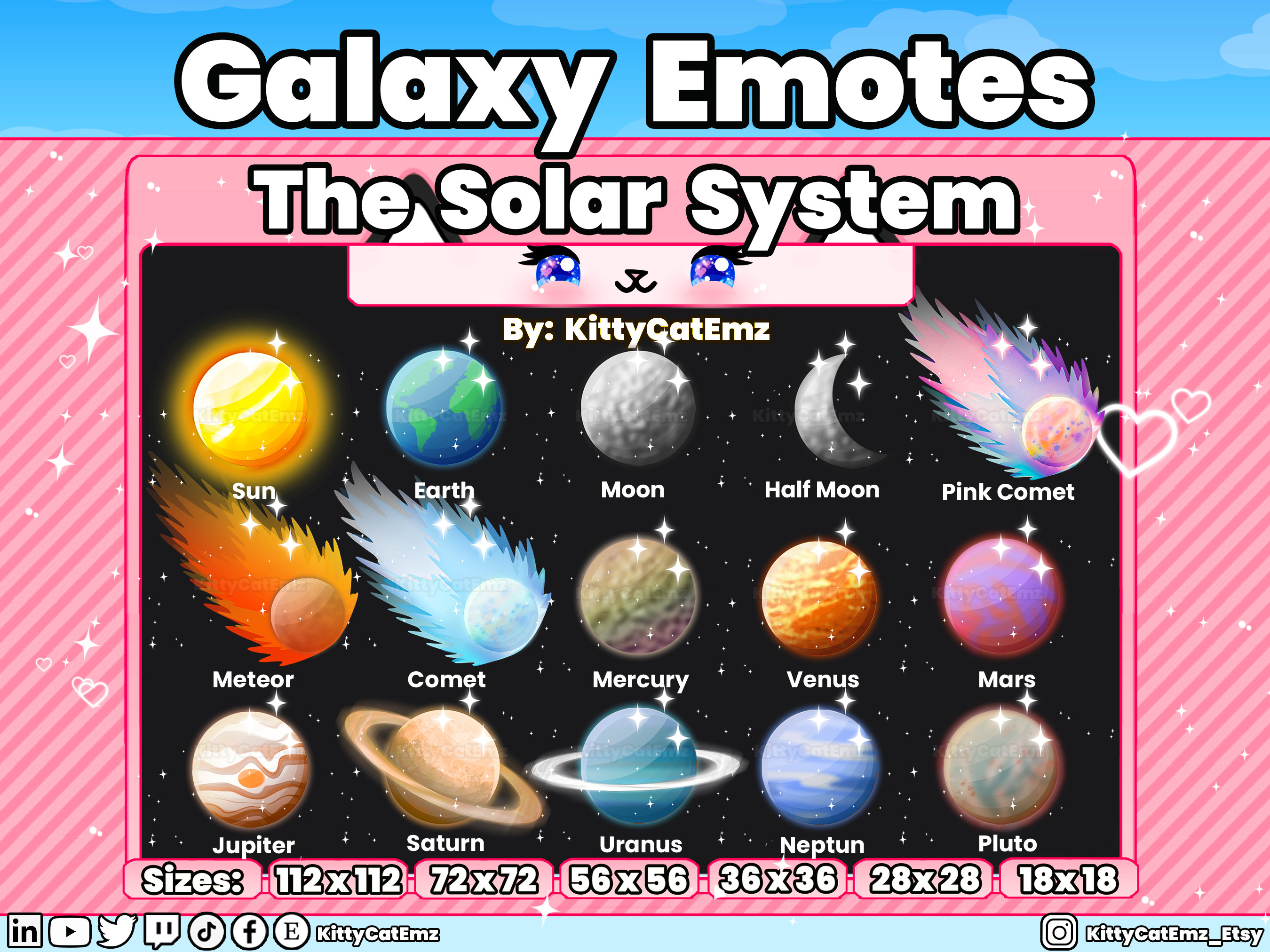 Twitch Solar System Emotes, Points, Badges and Bits - Etsy