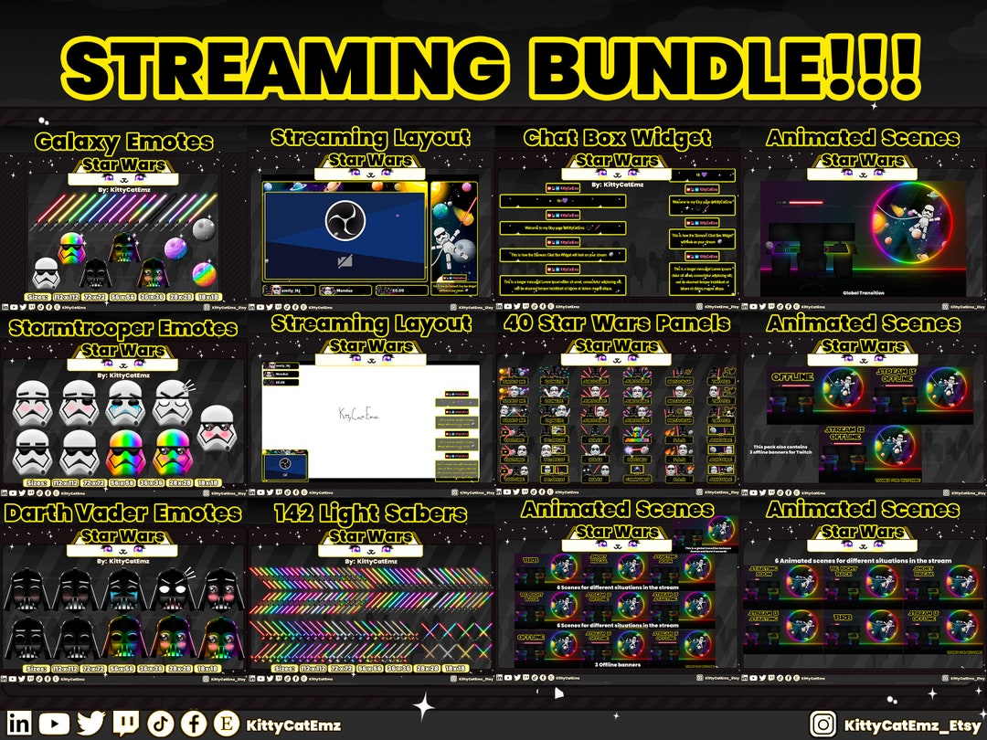 169 EMOTES, 40 PANELS, 1 CHATBOX Widget, 2 Streaming Layouts, 7 ...