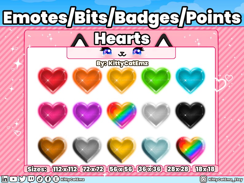 Twitch Heart Emotes: Badges, Bits, Points (digital Download) - Etsy