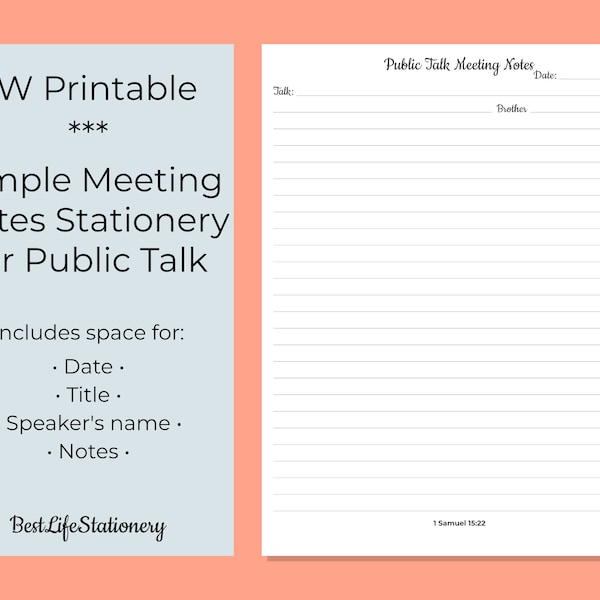 Jw Public Talk Notes Printable - Etsy