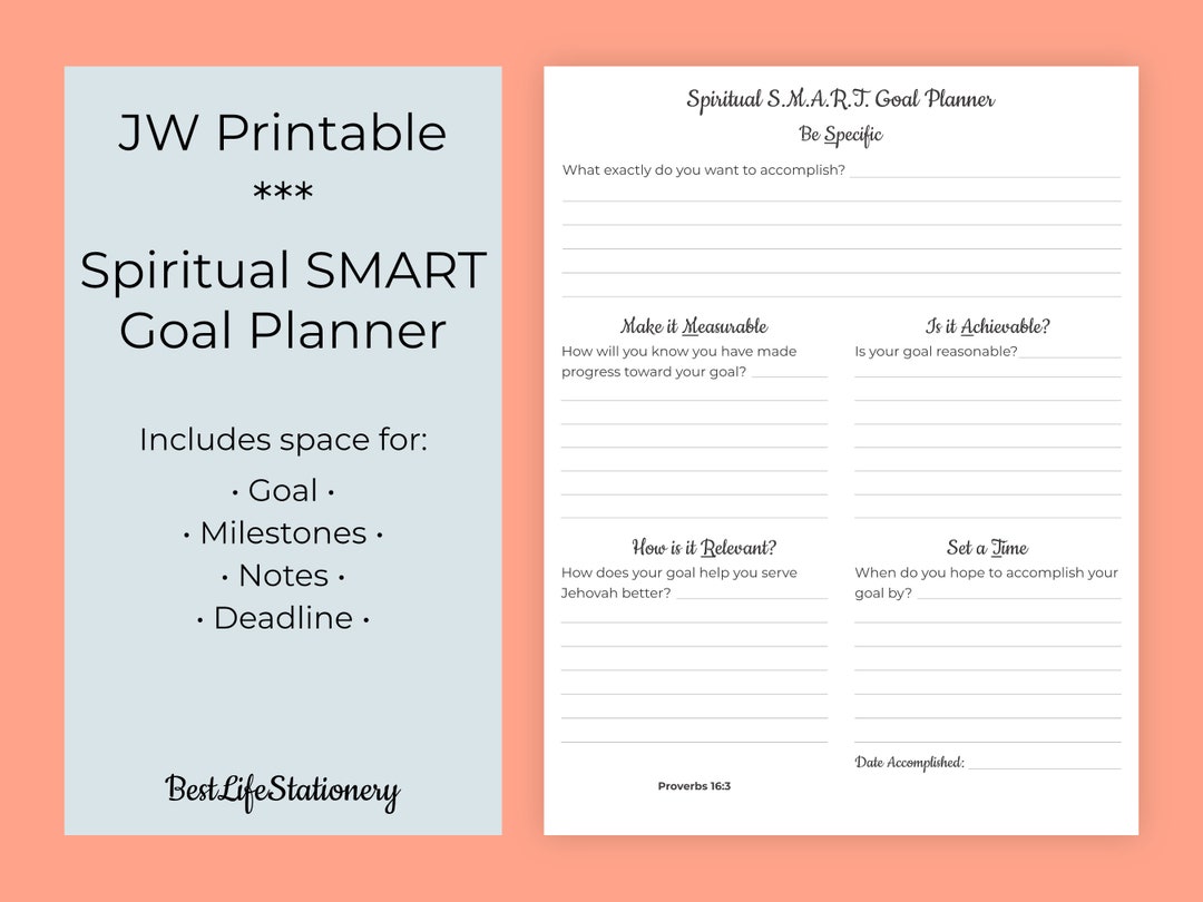 JW Stationery | Spiritual SMART Goal Planner | Printable | Instant ...