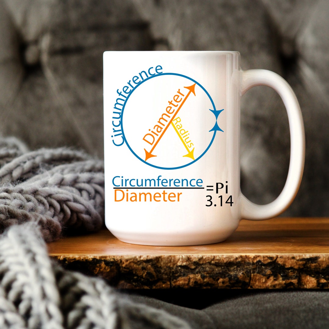 Math Mug, Pi, Circumference, Diameter, Radius Illustration - Etsy