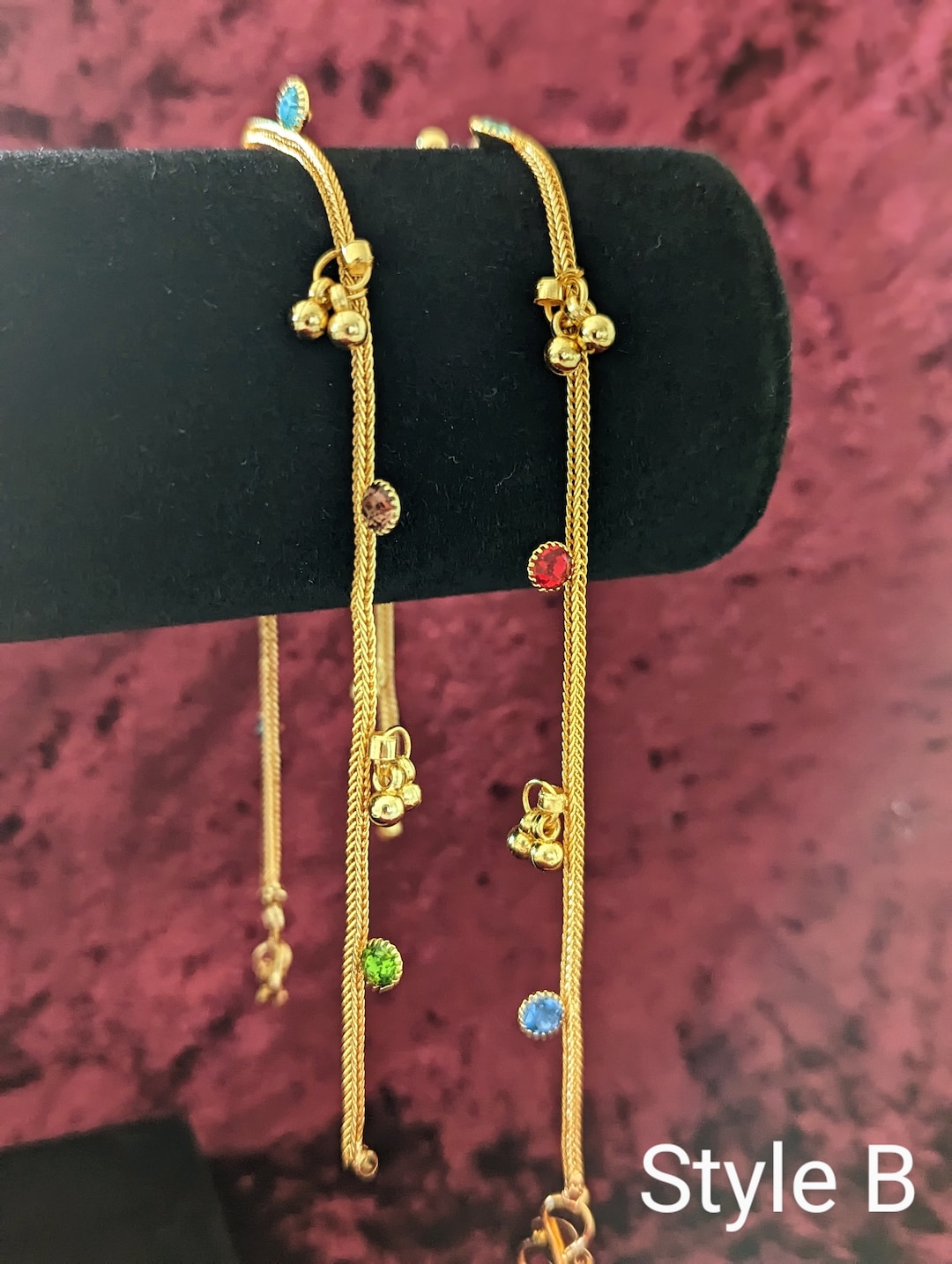 Delicate Anklet, Payal, Indian Jewelry, Gold Plated Payal, Kundan Payal ...