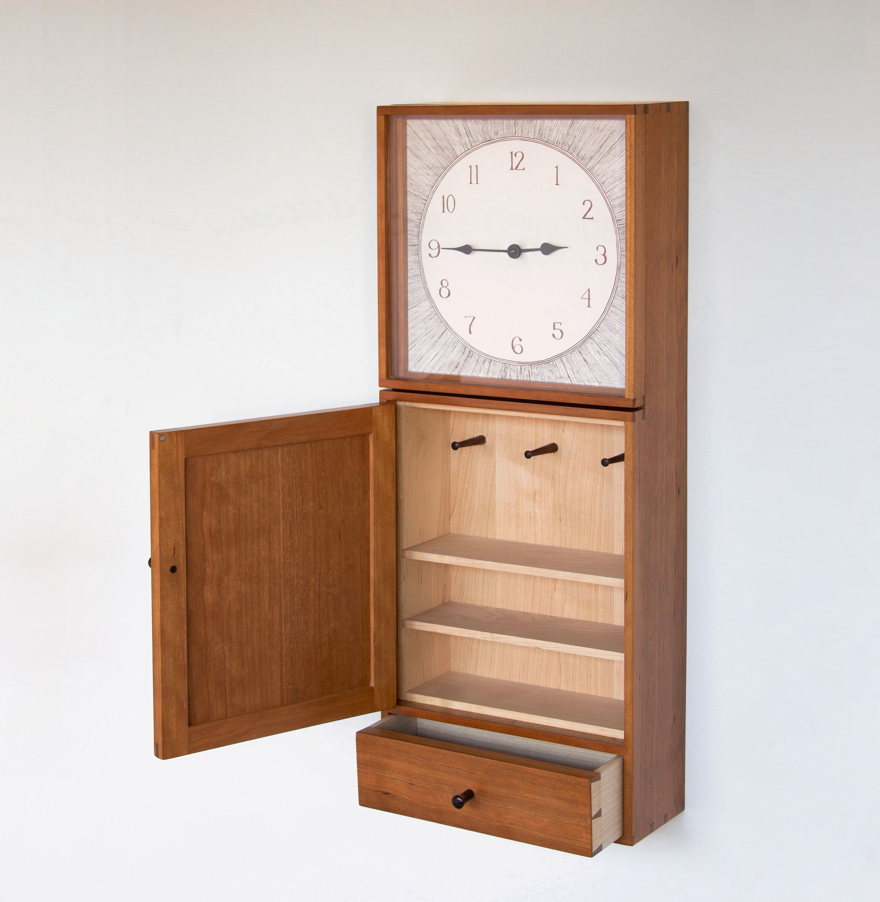 Modern Shaker Wall Clock Wall Hanging Clock Cabinet With Dovetail ...