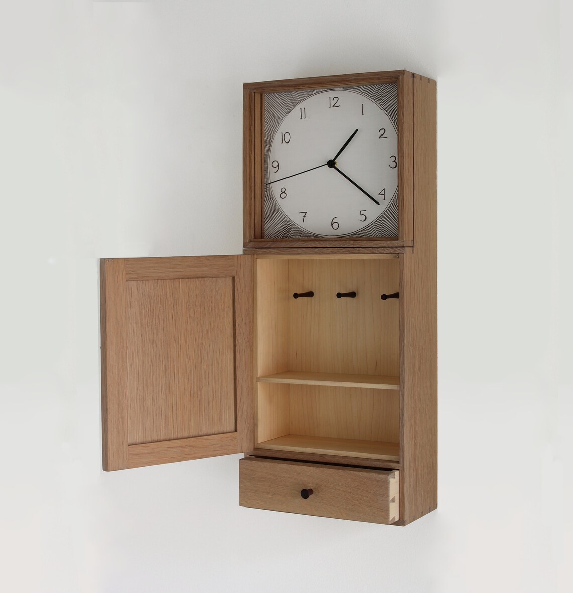 Modern Shaker Wall Clock Wall Hanging Clock Cabinet With Dovetail ...