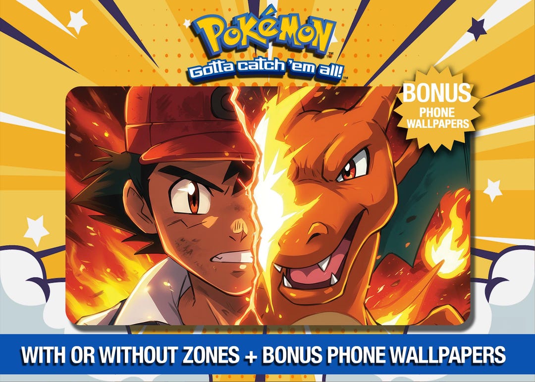 Ash and Charizard Pokemon Playmat – Blazing Bond – Pokémon Playmat ...