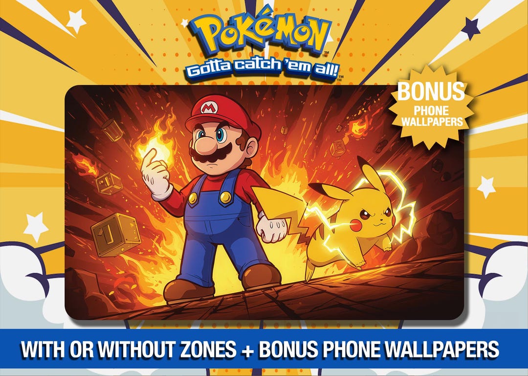 Pikachu and Super Mario Pokemon Playmat – Power-up Partners - TCG ...