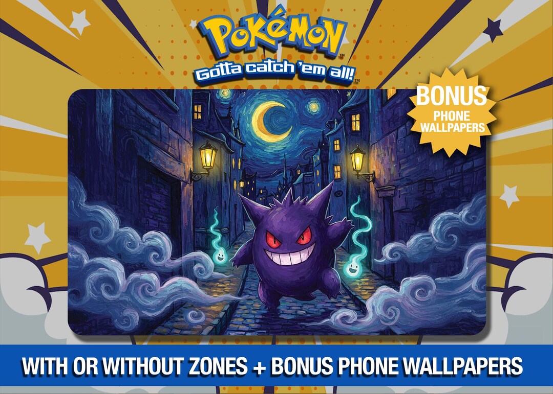 Gengar Phantom Alley – Van Gogh Inspired Pokémon Playmat - TCG - Custom ...
