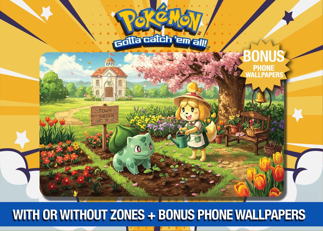 Bulbasaur and Isabelle Playmat – Pokemon and Animal Crossing - Town ...