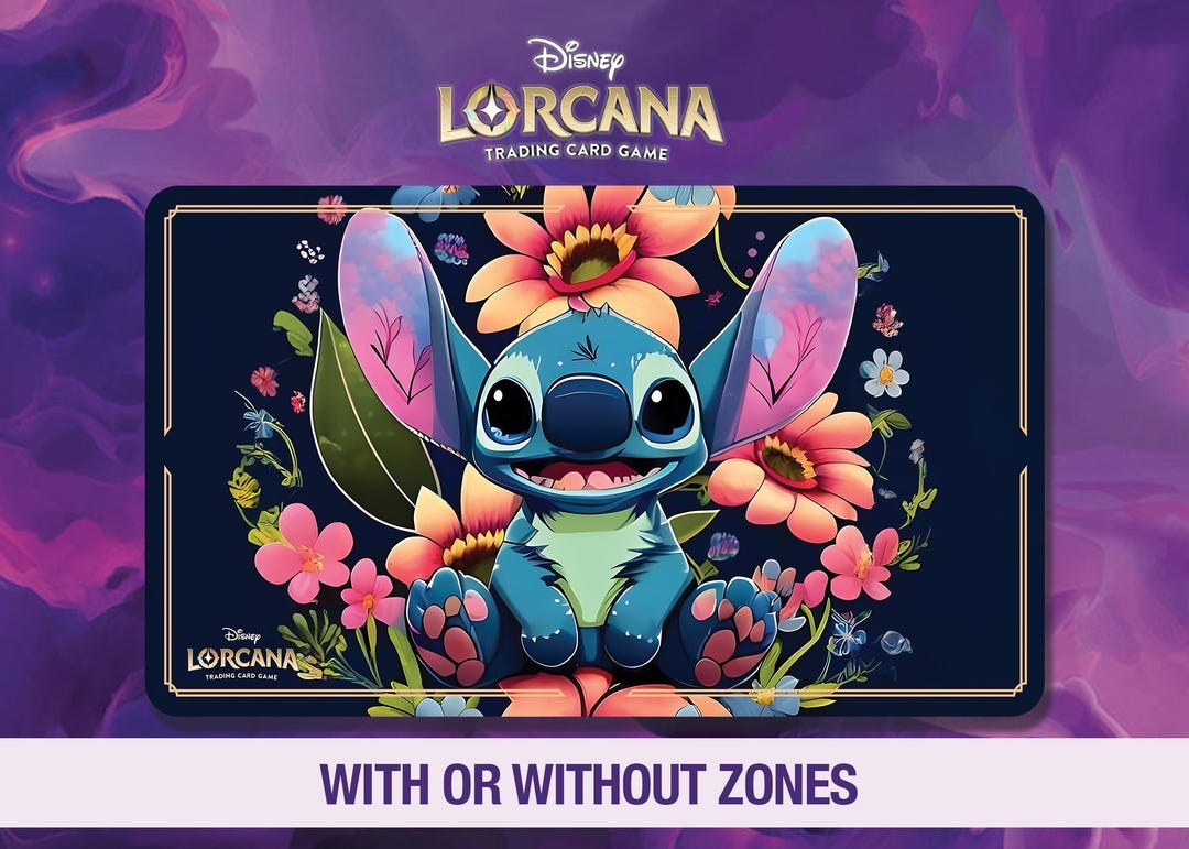 Disney Lorcana Playmat - Stitch - Surrounded by Flower Azurite Sea ...