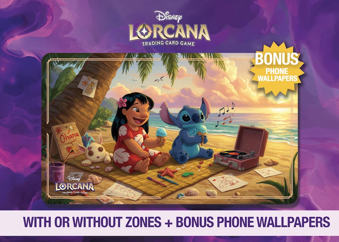 Disney Lorcana Playmat - Lilo & Stitch - Beach Picnic - TCG - Custom ...