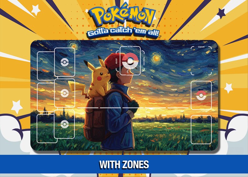 Pikachu and Ash Ketchum Pokemon Playmat – Starry Route: A Trainer’s ...