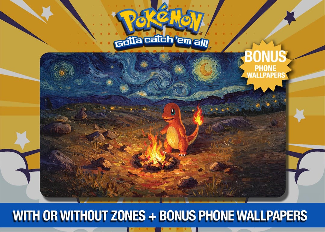 Charmander Ember Glow – Van Gogh Inspired Pokémon Playmat - TCG ...
