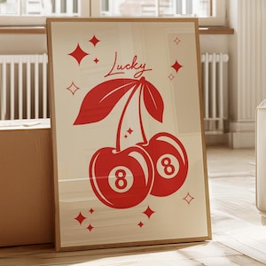 Lucky 8 Ball Poster, Modern Trendy Wall Art, Retro Trendy Aesthetic ...