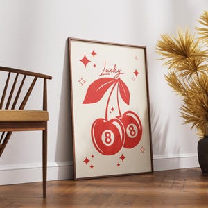 Lucky 8 Ball Poster, Modern Trendy Wall Art, Retro Trendy Aesthetic ...