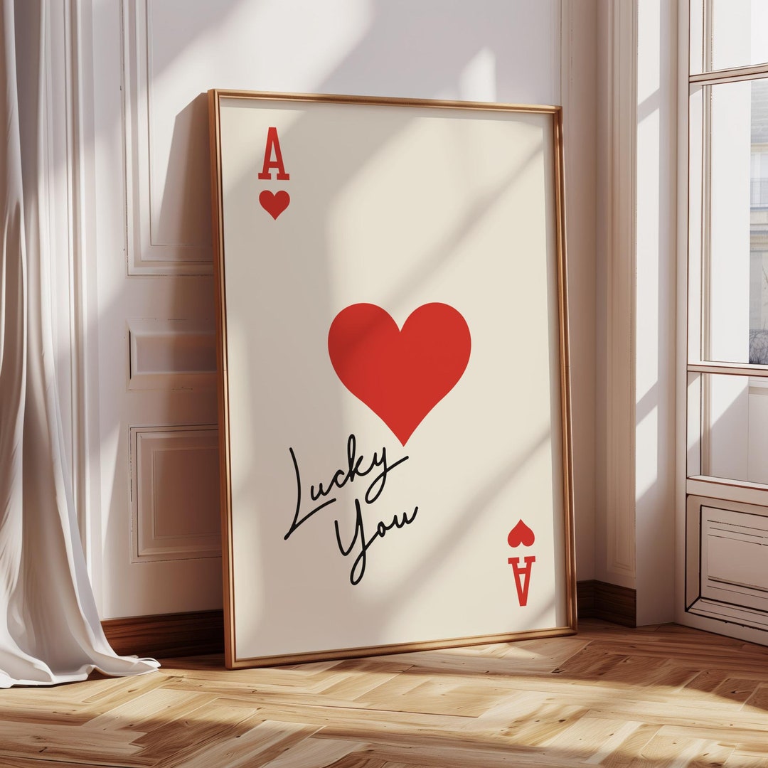 Retro Ace of Hearts Poster: Trendy Vintage Wall Art (digital Download ...