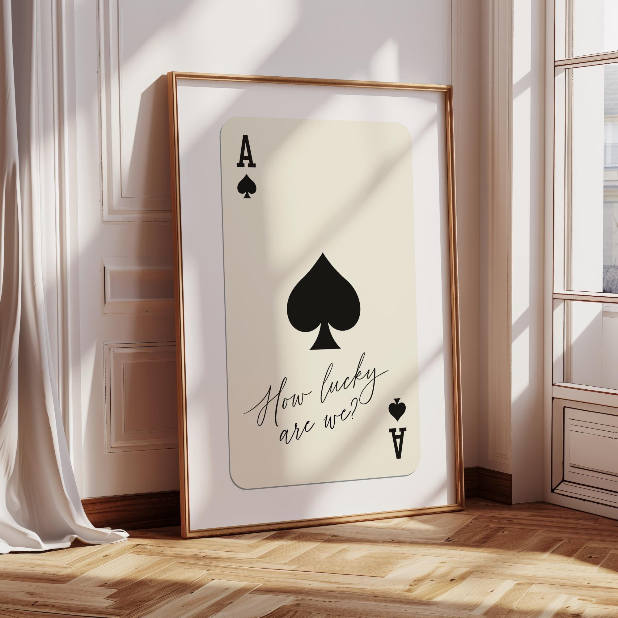 Ace of Spades How Lucky Are We Print Poster, Retro Trendy Wall Art ...