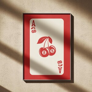 Ace of Cherry 8 Ball Poster, Modern Trendy Wall Art, Retro Trendy ...