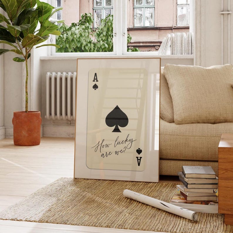 Ace of Spades How Lucky Are We Print Poster, Retro Trendy Wall Art ...