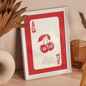 Ace of Cherry 8 Ball Poster, Modern Trendy Wall Art, Retro Trendy ...