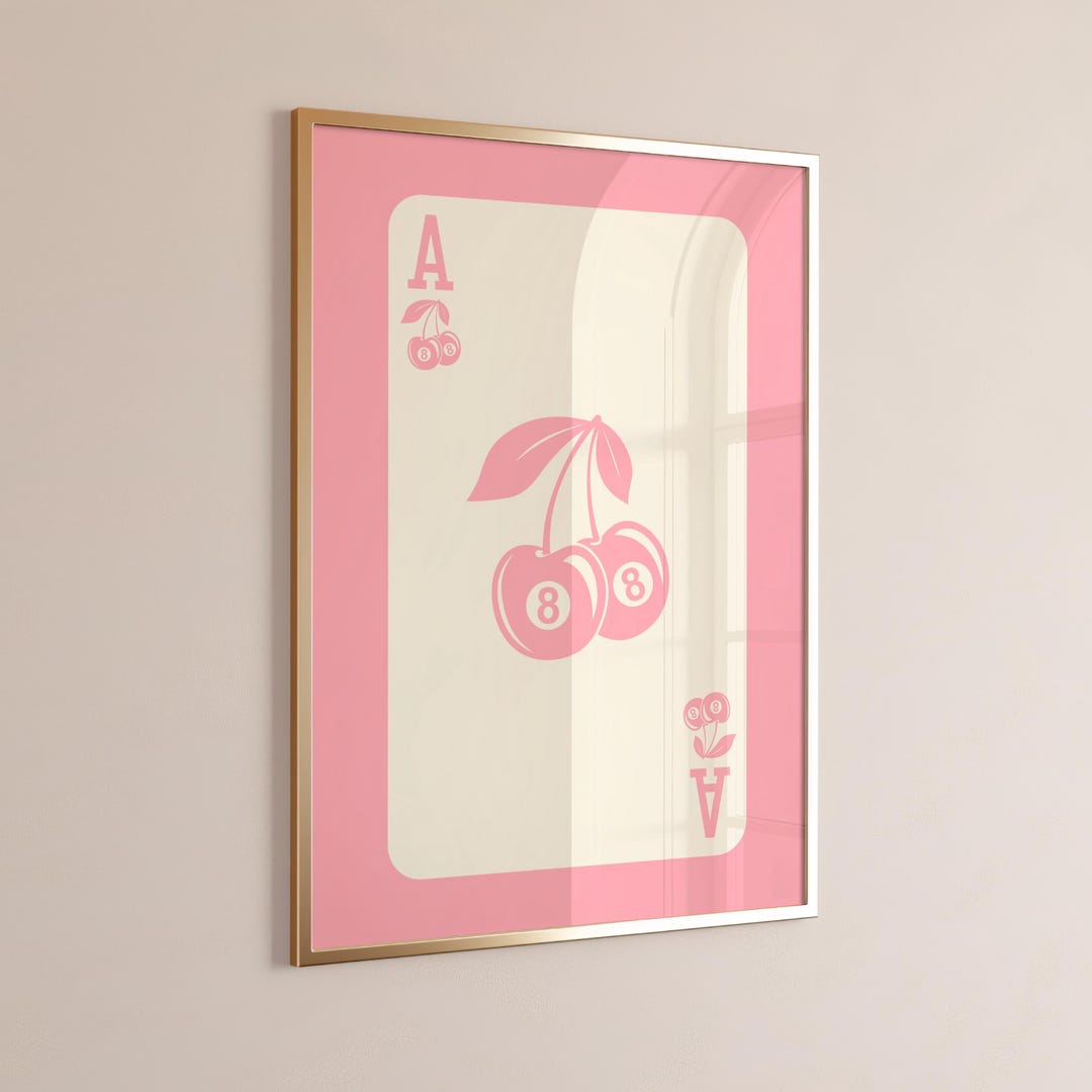Ace of Cherry 8 Ball Poster, Modern Trendy Wall Art, Retro Trendy ...