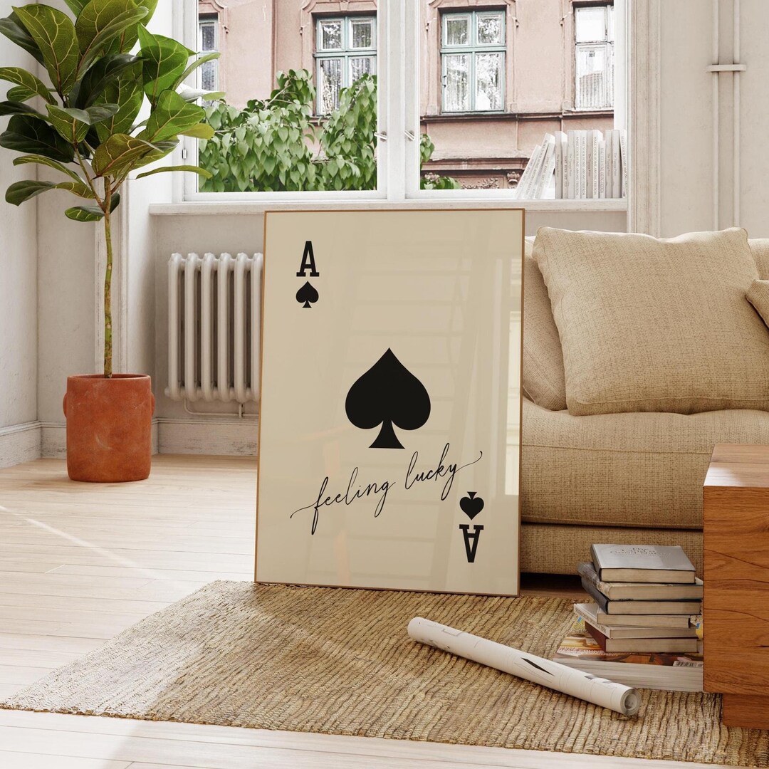 Ace of Spades Feeling Lucky Print Poster, Retro Trendy Wall Art ...