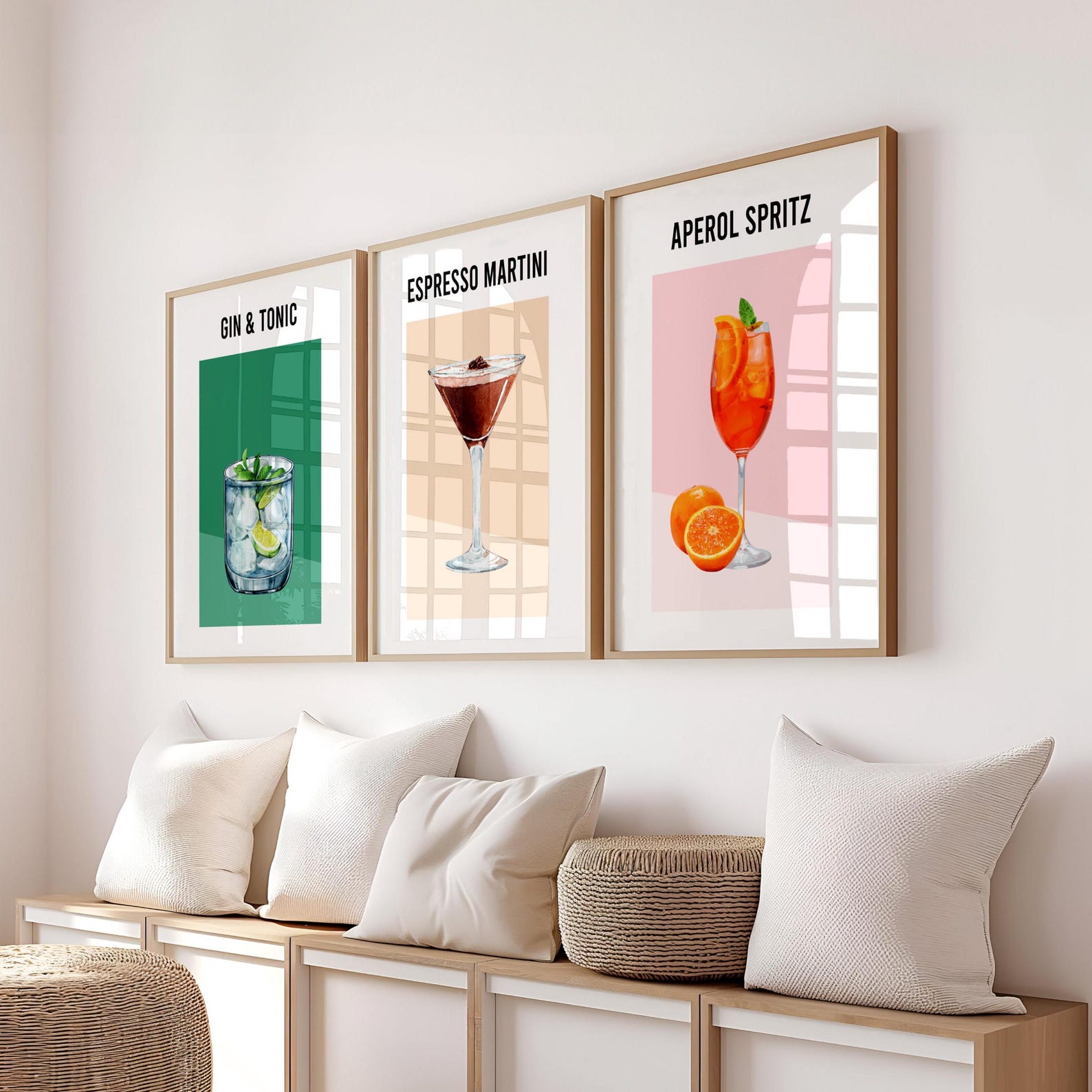Cocktail Prints Set of 6 Posters, Cocktail Wall Decor, Bar Cart Wall ...