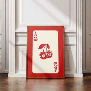 Ace of Cherry 8 Ball Poster, Modern Trendy Wall Art, Retro Trendy ...