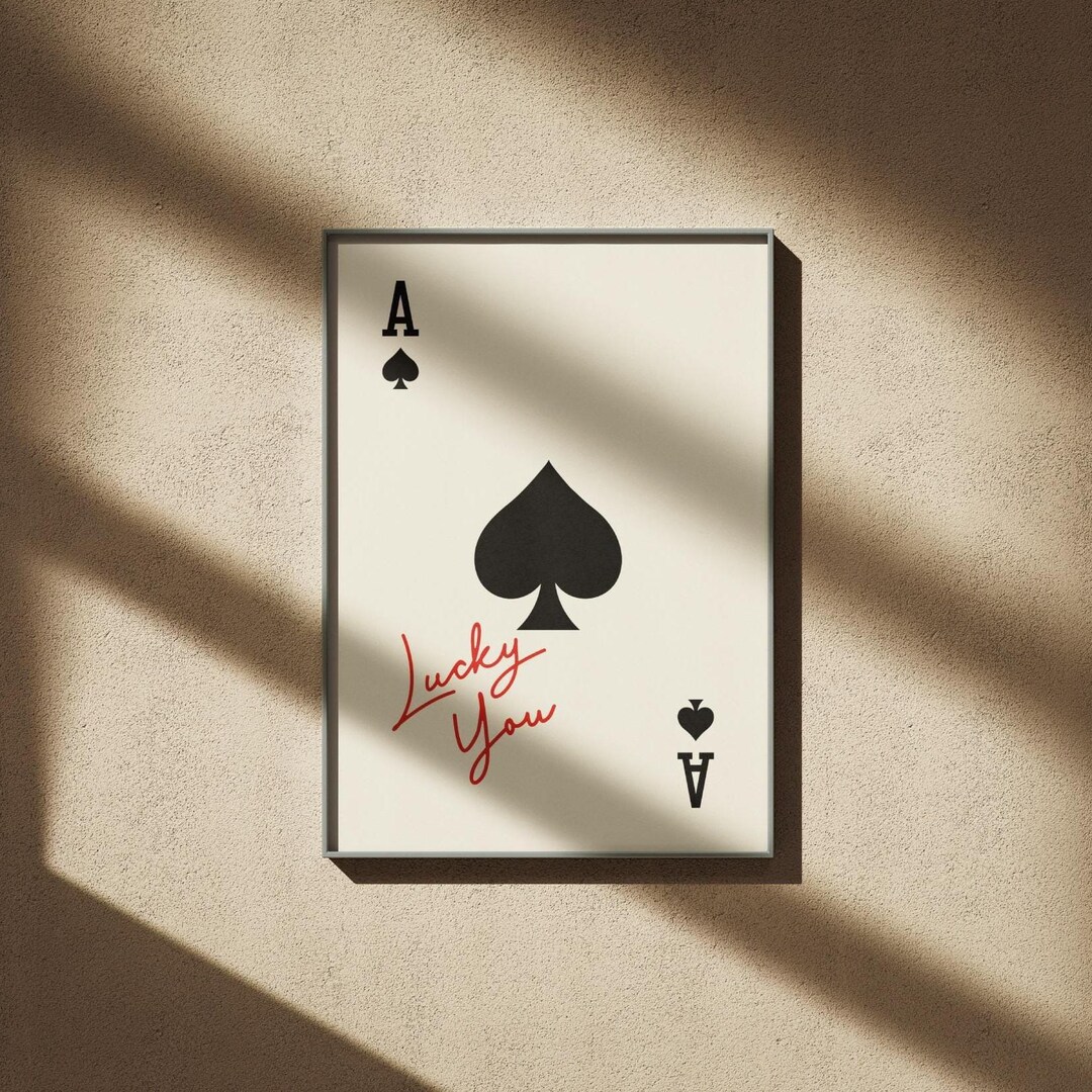 Ace of Spades Lucky You Print Poster, Retro Trendy Wall Art Aesthetic ...
