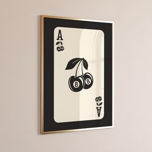 Ace of Cherry 8 Ball Poster, Modern Trendy Wall Art, Retro Trendy ...