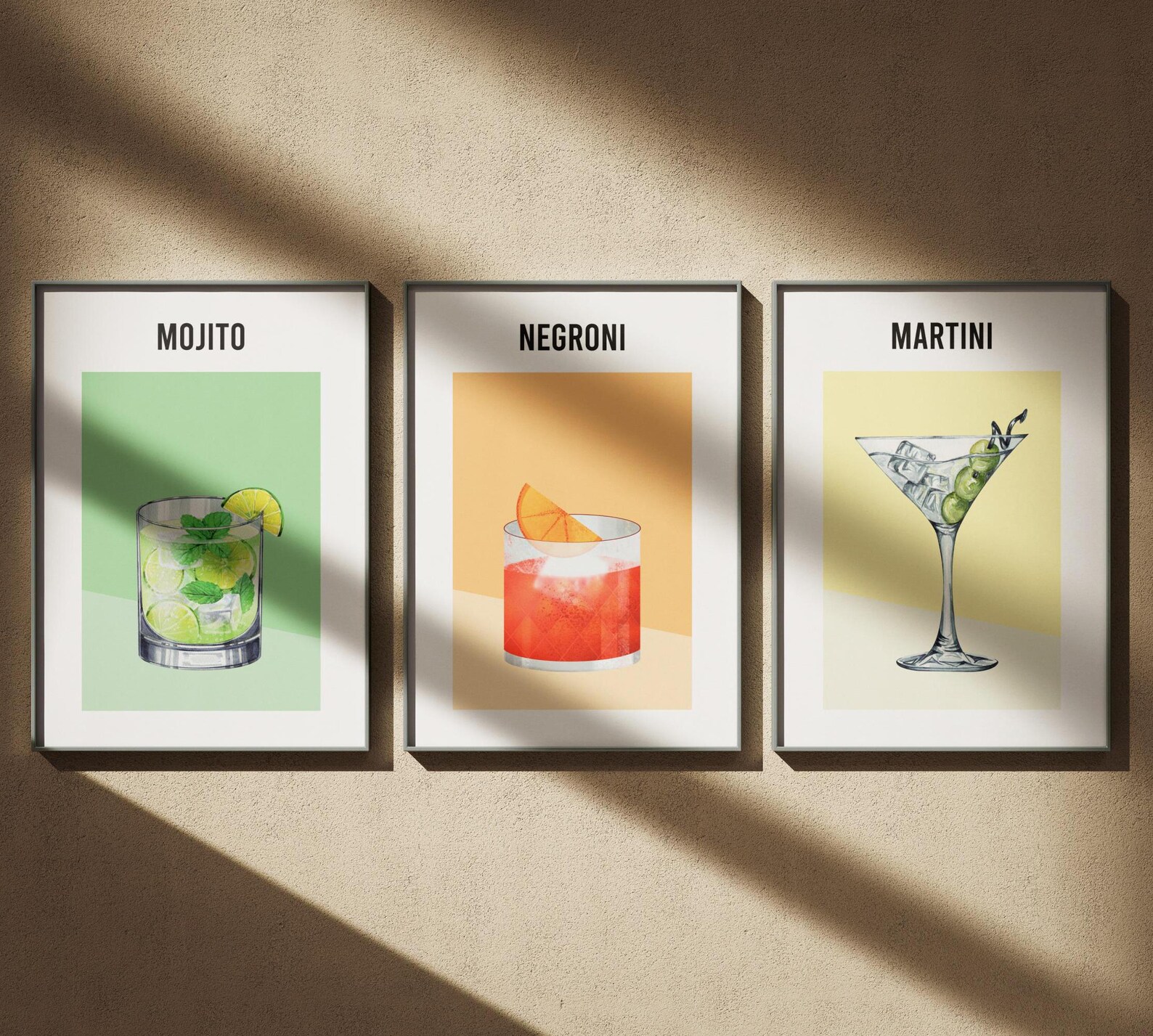 Cocktail Prints Set of 6 Posters, Cocktail Wall Decor, Bar Cart Wall ...