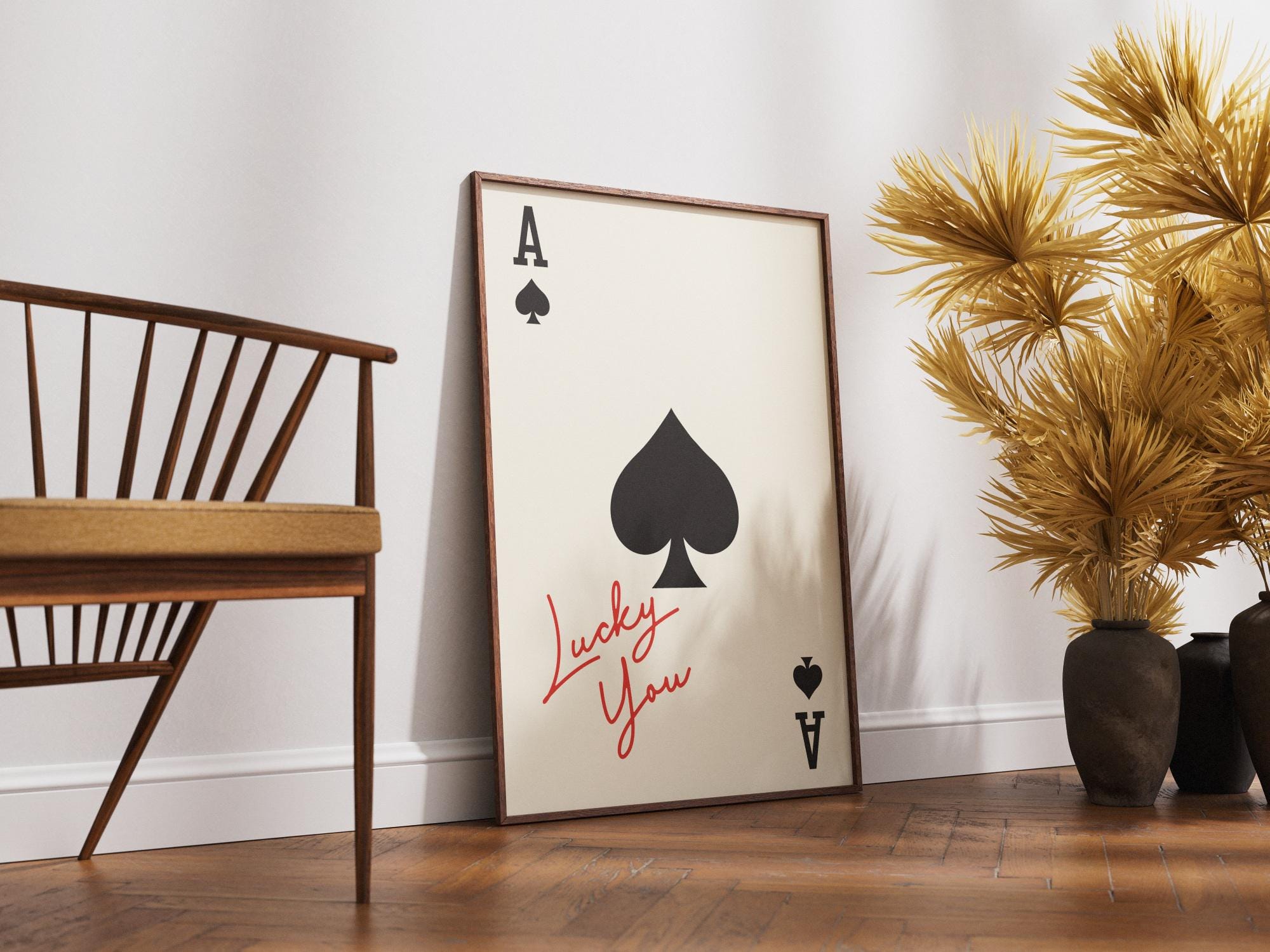 Ace of Spades Lucky You Print Poster, Retro Trendy Wall Art Aesthetic ...