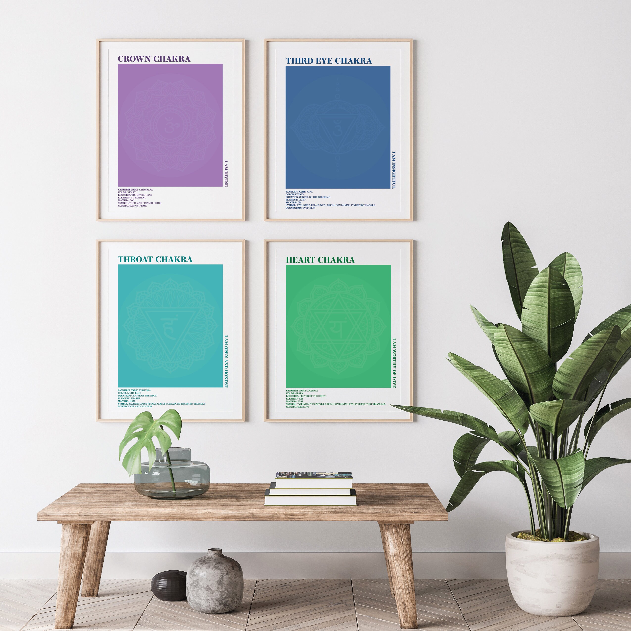 7 CHAKRA SET Chakra Art Print Poster Set Chakra Wall Art Seven Chakra ...