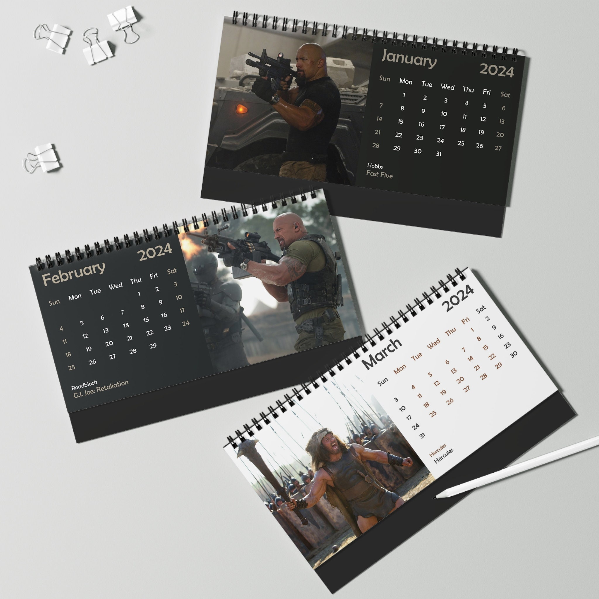 2024 Dwayne Johnson Desk Calendar | 2024 Desk Calendar | Dwayne Johnson ...