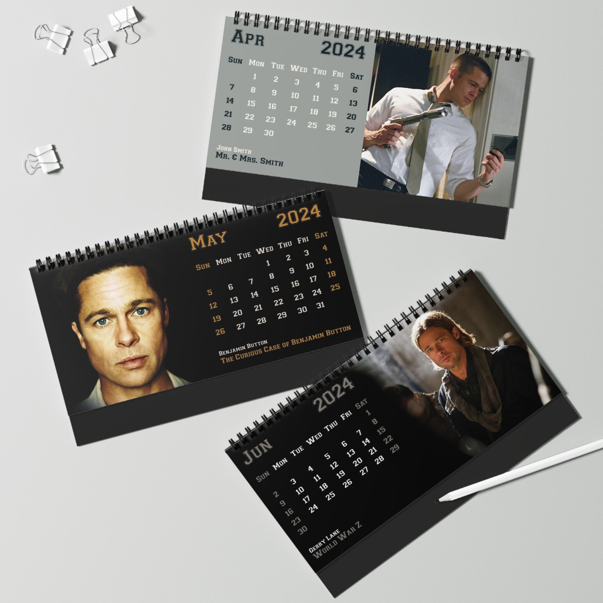 2024 Brad Pitt Desk Calendar | 2024 Desk Calendar | Brad Pitt | 2024 ... 2024 Brad Pitt Desk Calendar | 2024 Desk Calendar | Brad Pitt | 2024 ...