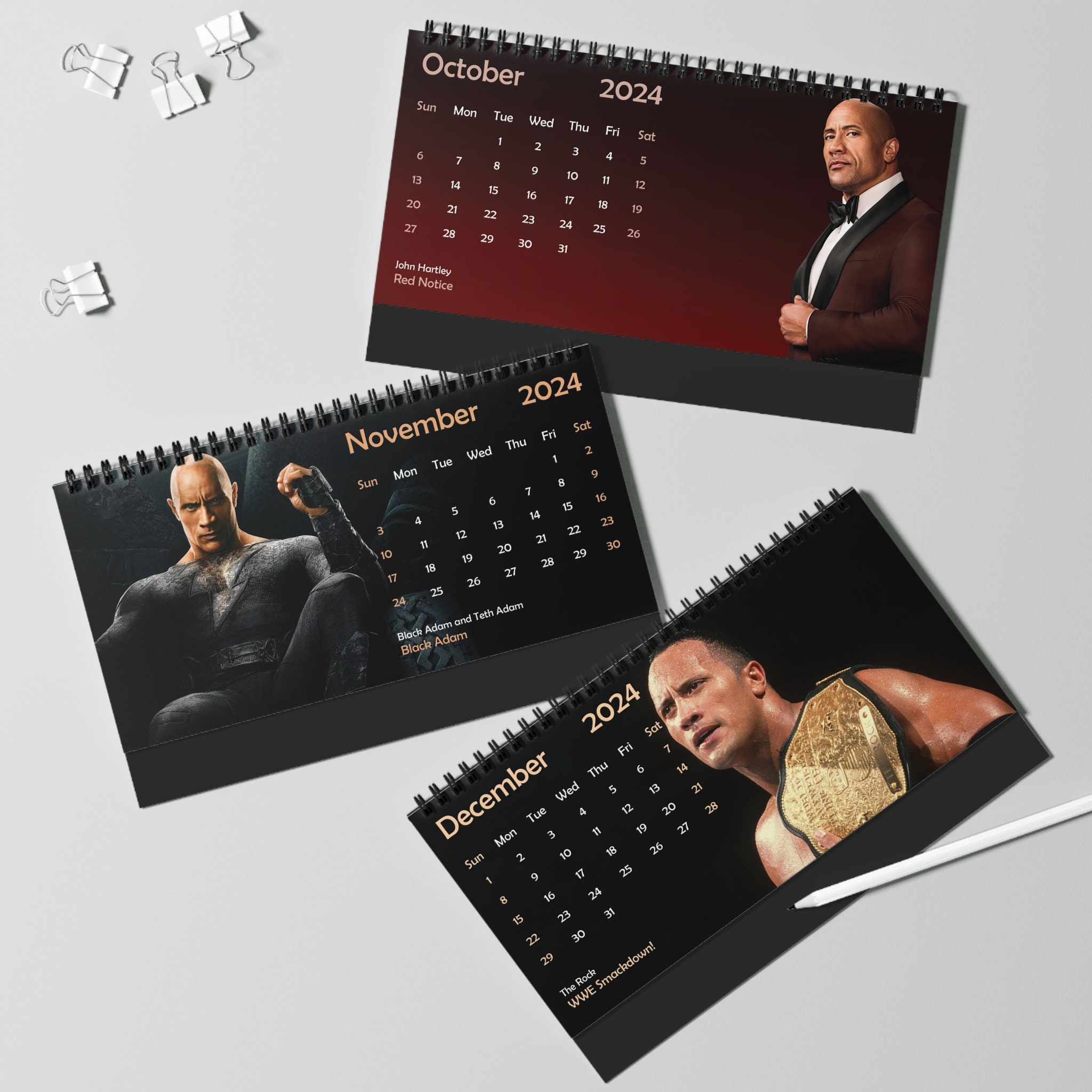 2024 Dwayne Johnson Desk Calendar | 2024 Desk Calendar | Dwayne Johnson ...
