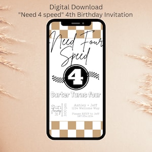 Need Four Speed Invitation, Editable Need 4 Speed Birthday Invitation ...