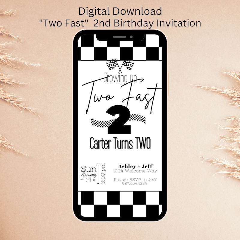 Two Fast Birthday Invitation - Etsy