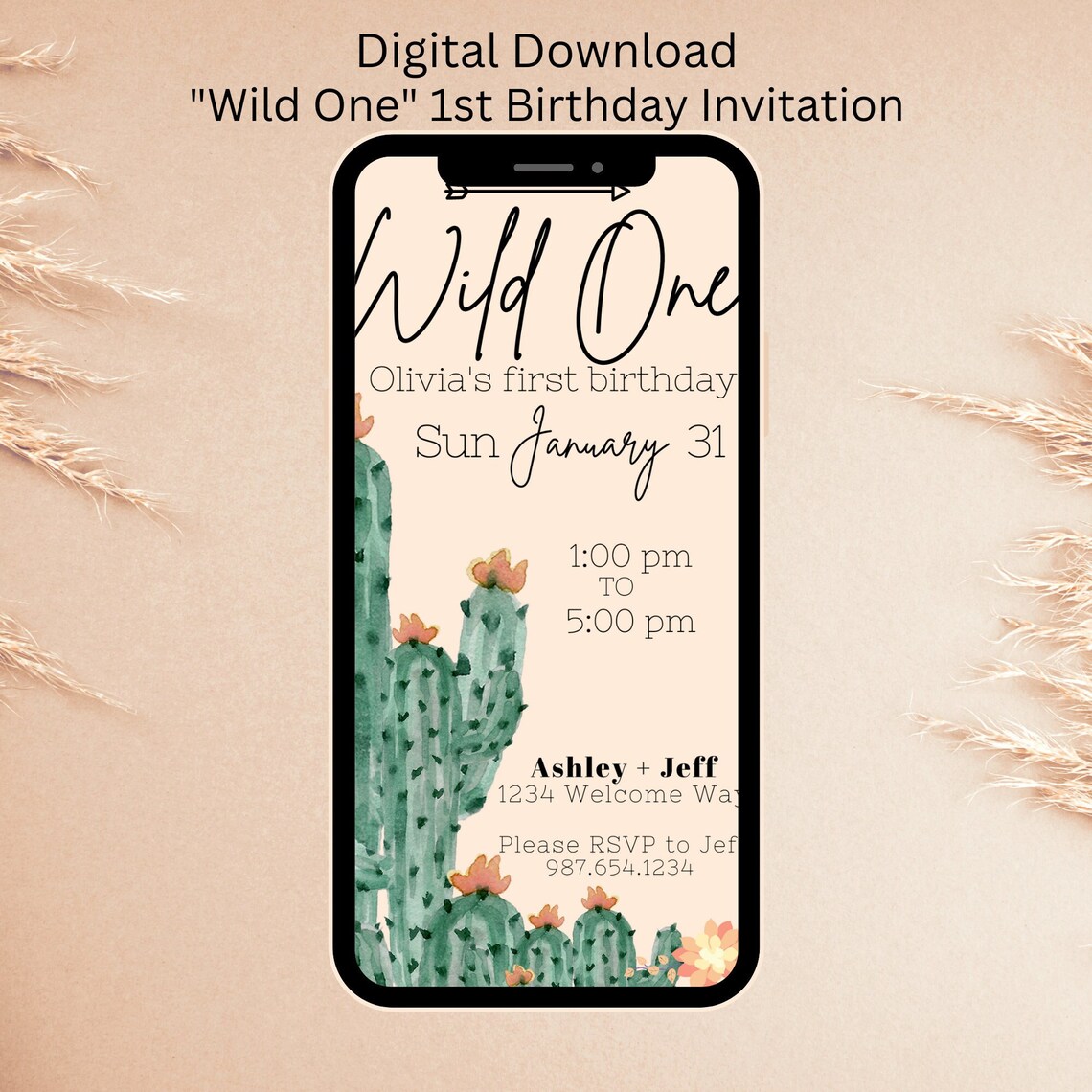 Wild One Birthday Girl Invitation, Wild One Digital Invitation, Party ...