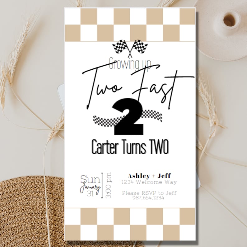 Two Fast Invitation Editable Two Fast Birthday Invitation - Etsy