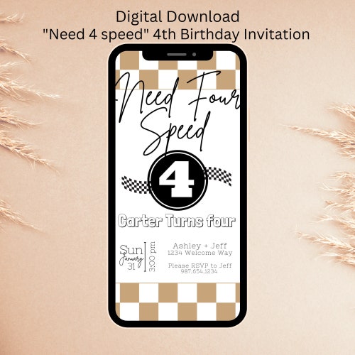 Need FOUR Speed Birthday Invitation Template Editable Red - Etsy