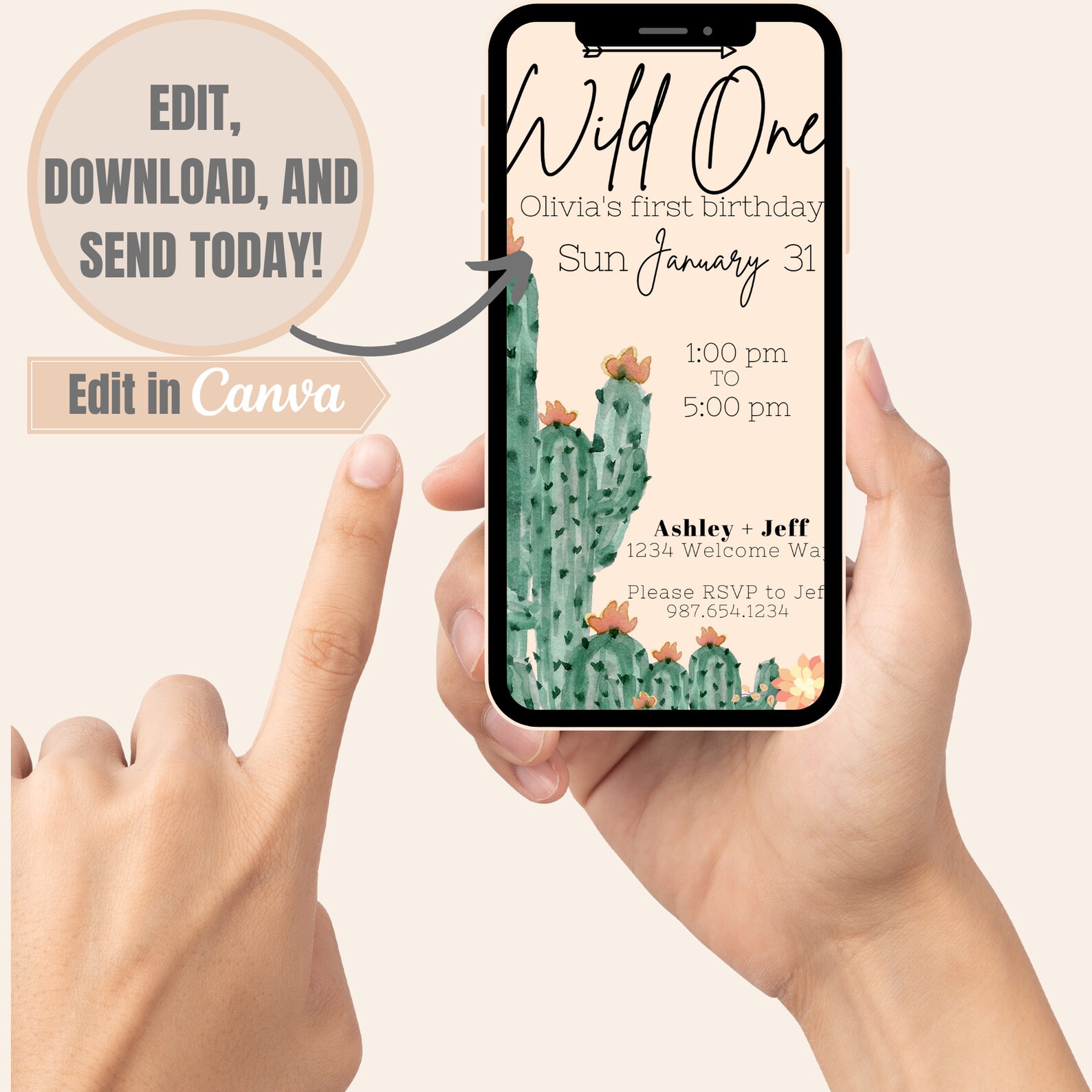 Wild One Birthday Girl Invitation, Wild One Digital Invitation, Party ...