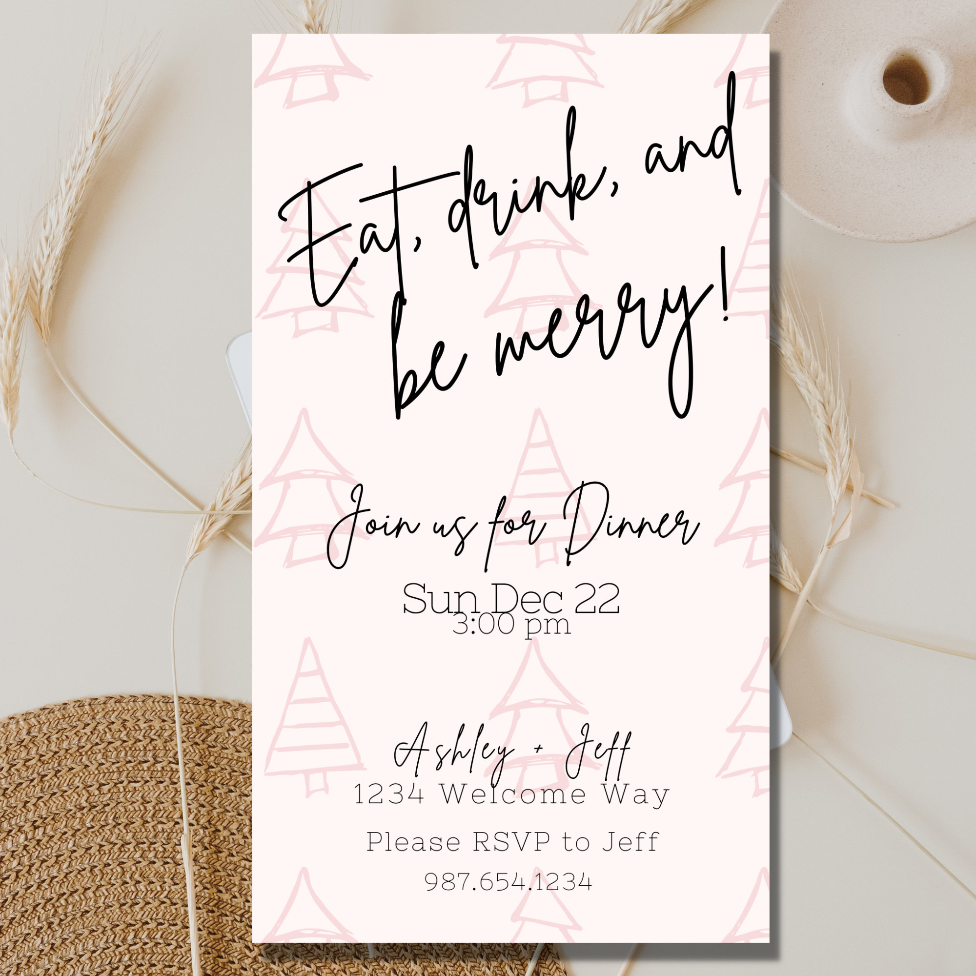 Editable Eat, Drink, and Be Merry Party Invitation, Christmas Party ...