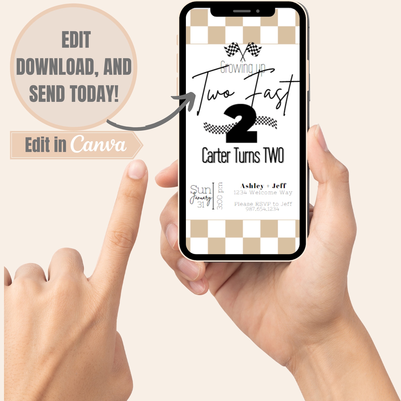 Two Fast Invitation Editable Two Fast Birthday Invitation - Etsy